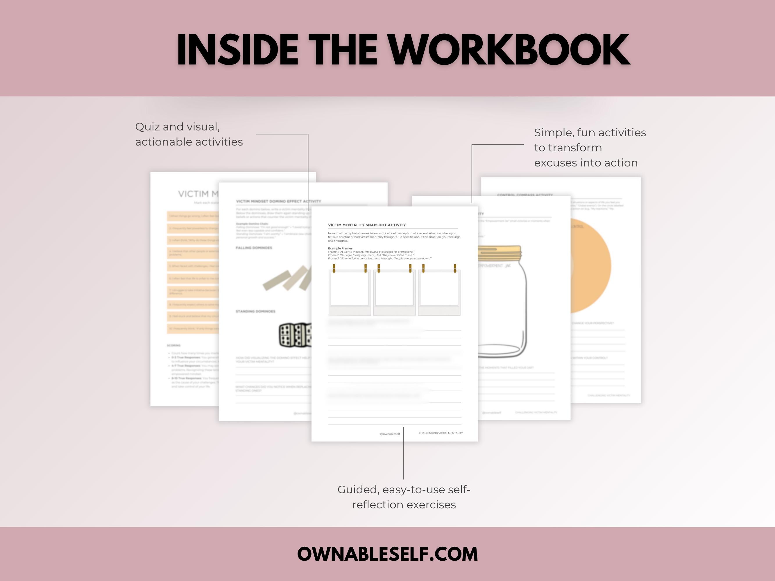 Victim Mindset Workbook, Heal From Trauma Worksheet, Stop Wasting Your ...