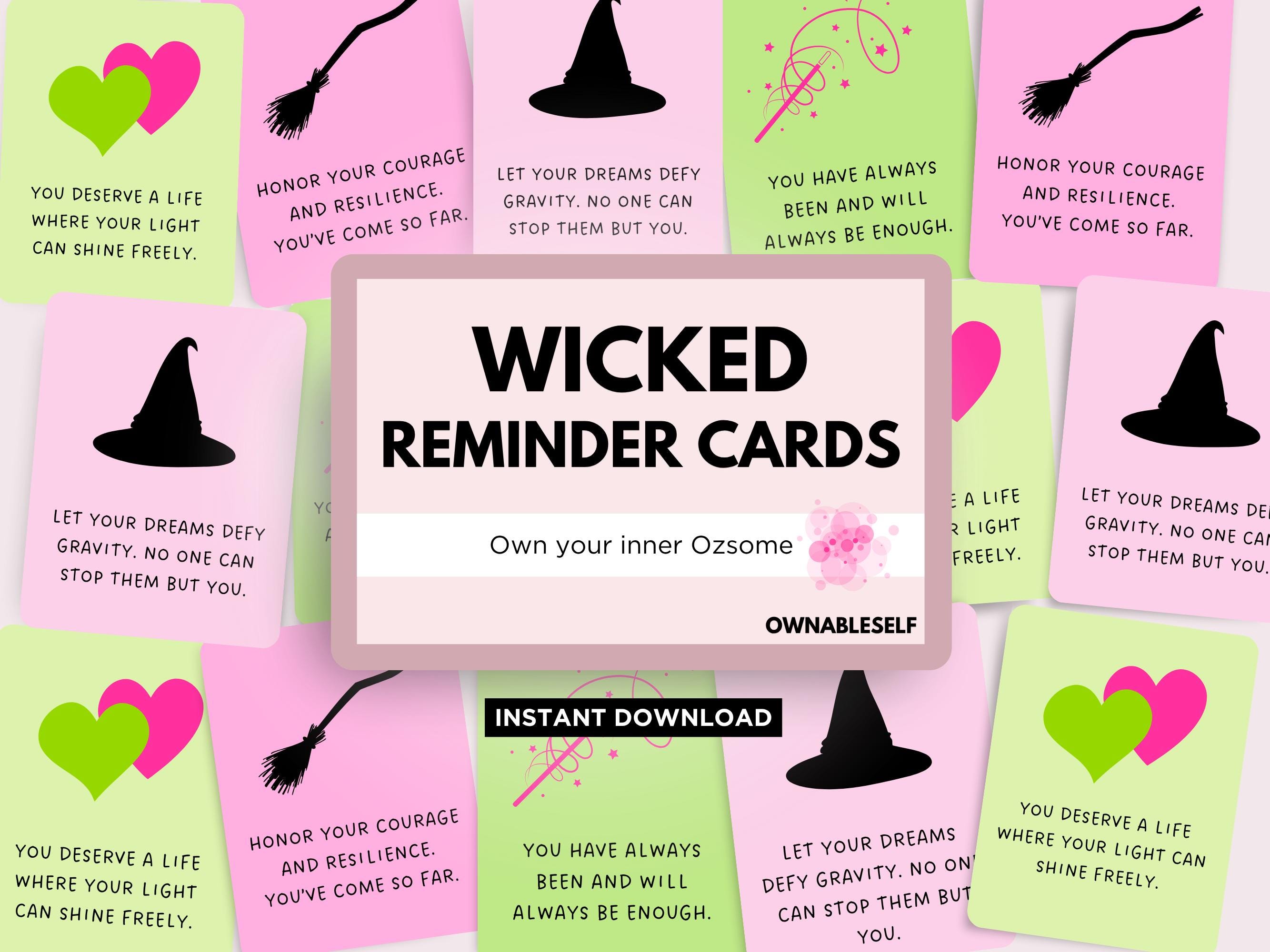 Wicked Gentle Reminders, Wicked Affirmation Cards, Wicked Movie ...