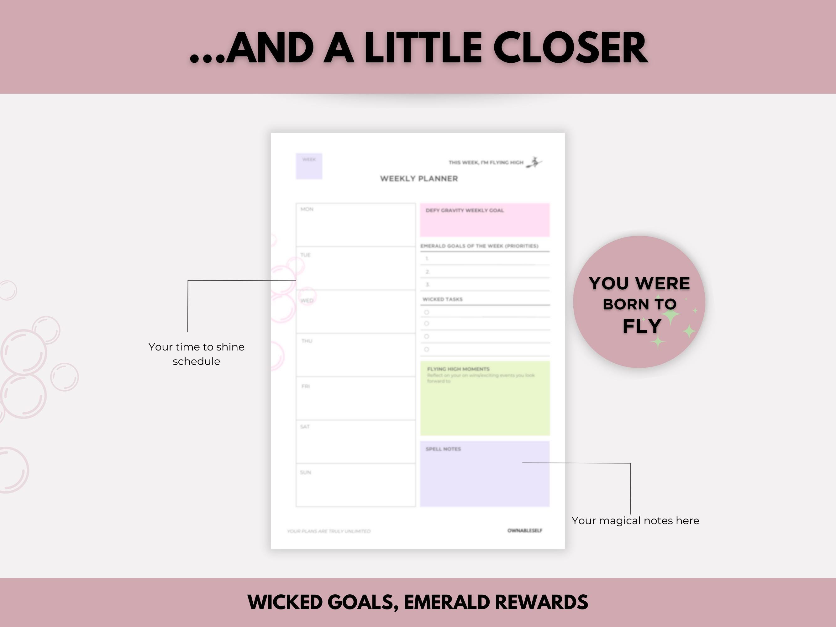 Wicked Planner Printable, Week on One Page, Undated Daily Schedule ...