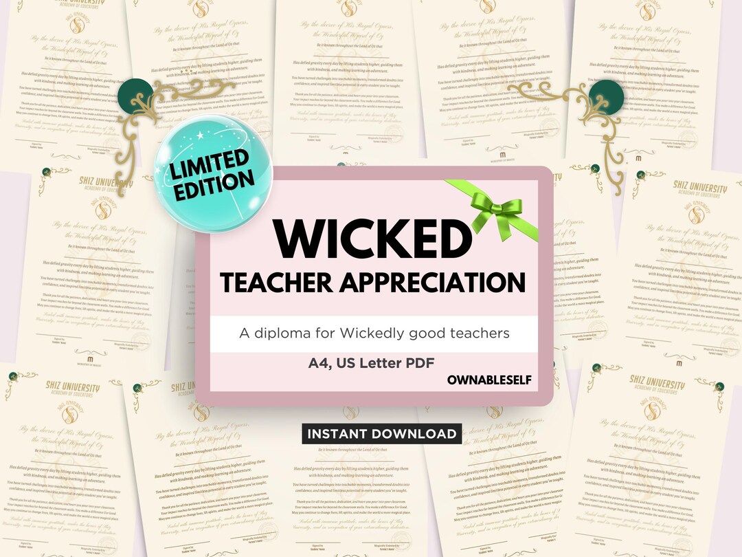Wicked Teacher Appreciation Gift, Keepsake Teacher Appreciation Week ...