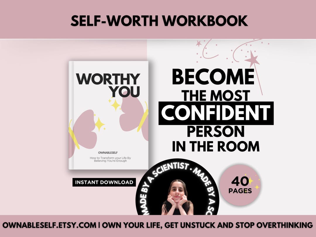 Self Worth Worksheets for Building Self Esteem, Self Love Worksheets ...