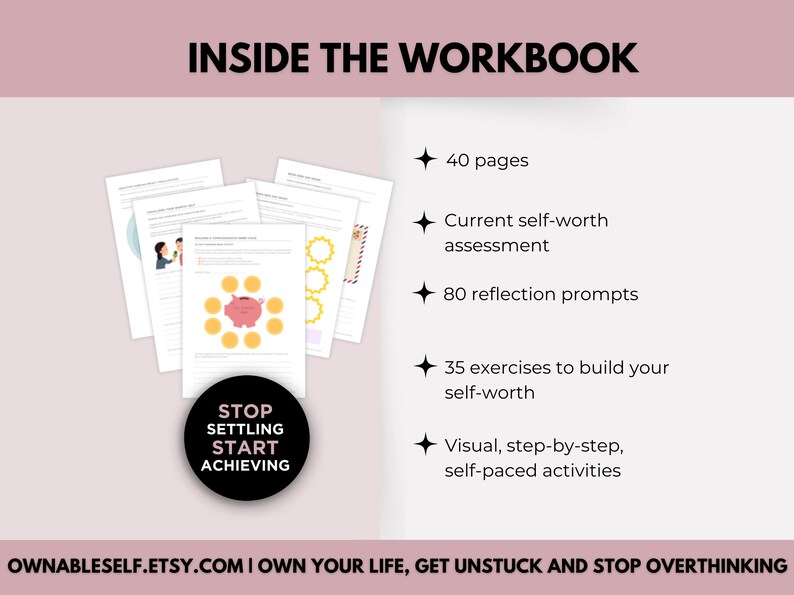 Self Worth Worksheets for Building Self Esteem, Self Love Worksheets ...