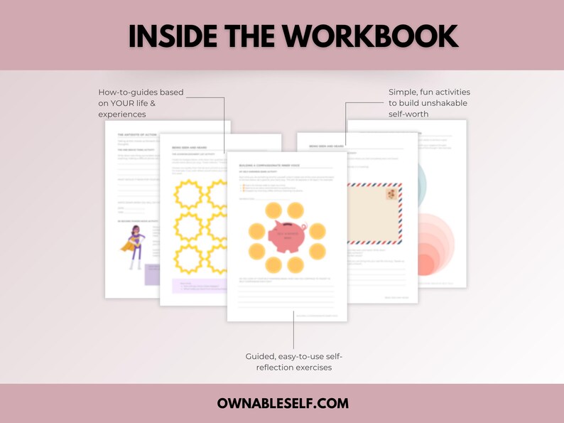 Self Worth Worksheets for Building Self Esteem, Self Love Worksheets ...