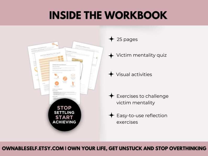 Victim Mindset Workbook, Heal From Trauma Worksheet, Stop Wasting Your ...