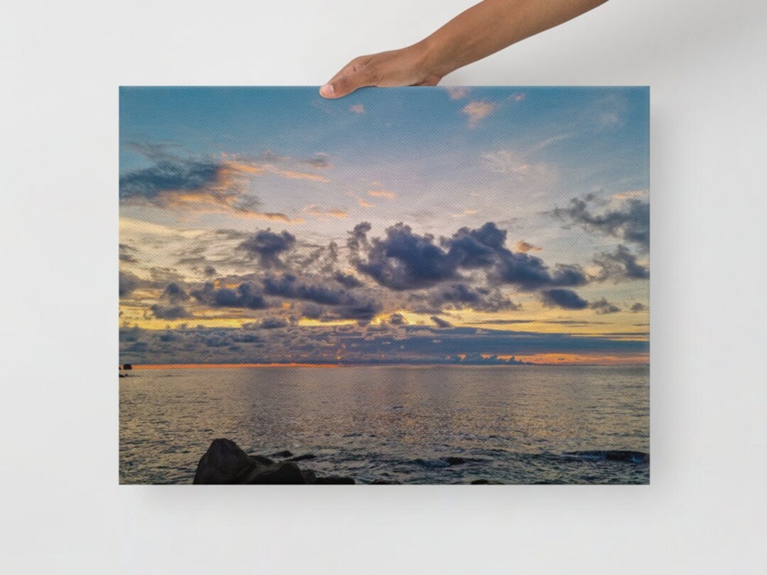 Ocean Beach Sunset Canva Prints Sea Landscape Twilight Photo Coastal ...