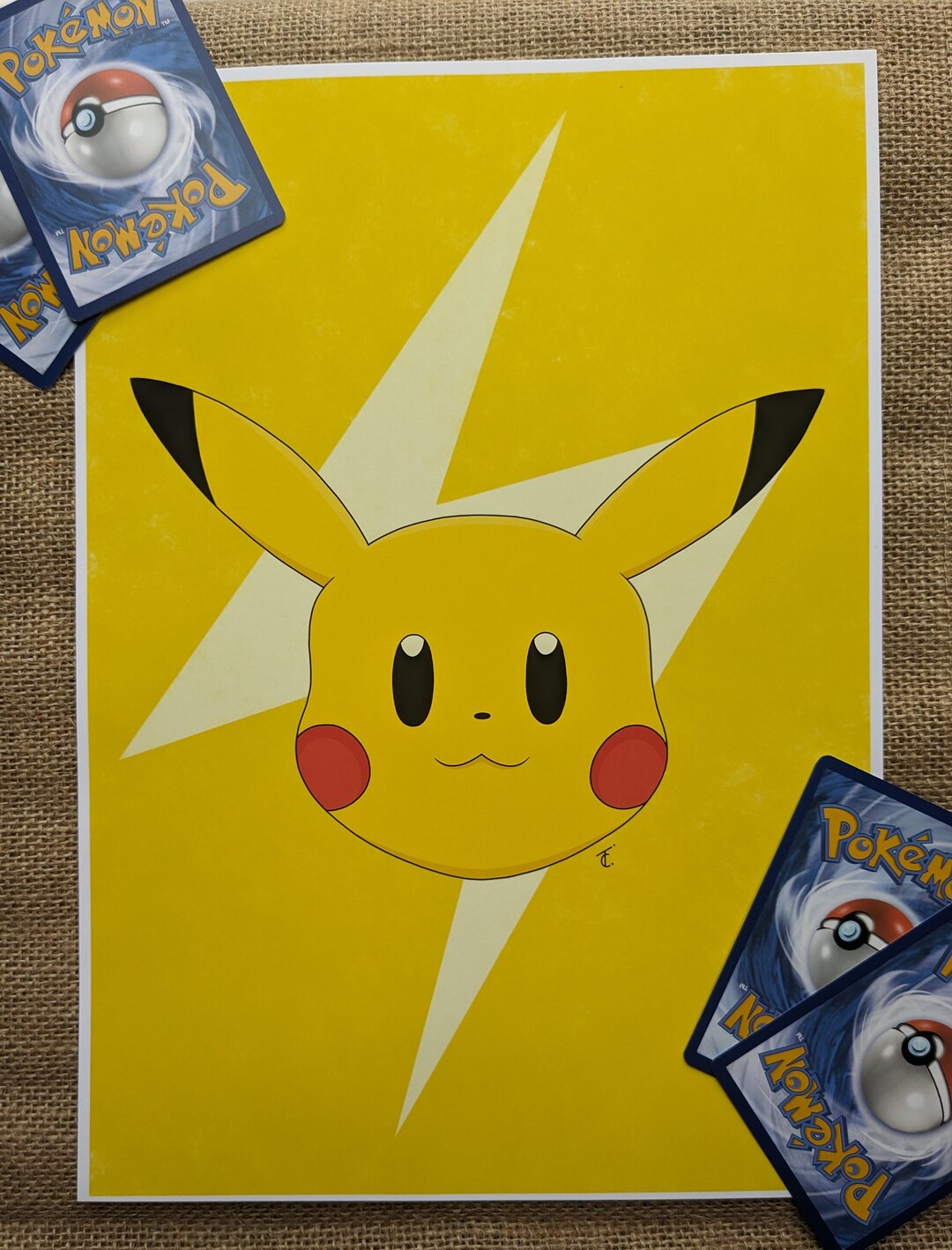 Pikachu Electric Pokémon Cute Face A4 Art Print - Etsy