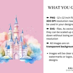 Fairytale Castle Watercolor Clipart Bundle, Castle Clipart, Fantasy PNG ...