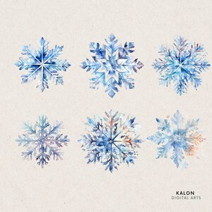 Snowflake Watercolor Clipart Bundle, Winter Snowflake Graphics, Instant ...