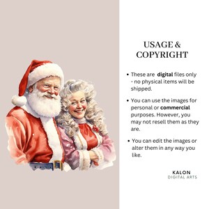 Santa and Mrs Claus Watercolor Clipart Bundle PNG for Sublimation, Pink ...