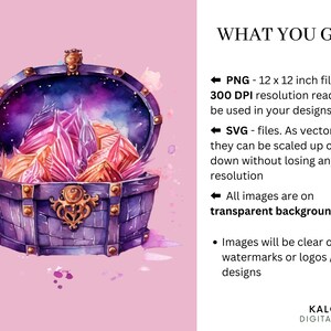 Treasure Chest Watercolor Clipart Bundle, Fantasy Treasure Clip Art ...