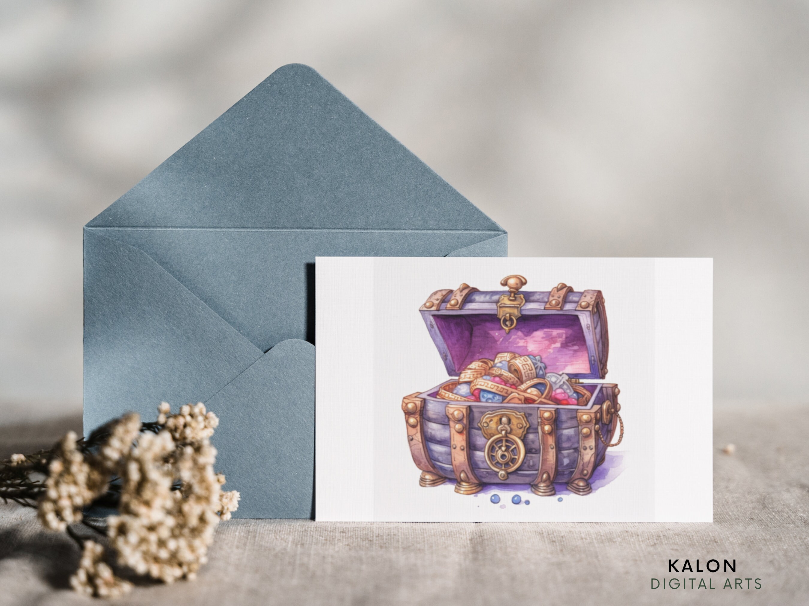 Treasure Chest Watercolor Clipart Bundle Fantasy Treasure - Etsy