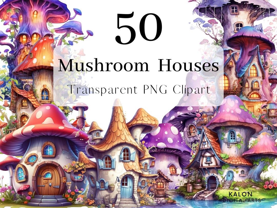 Mushroom House Clipart Bundle PNG, Mushroom Sublimation Design Vector ...