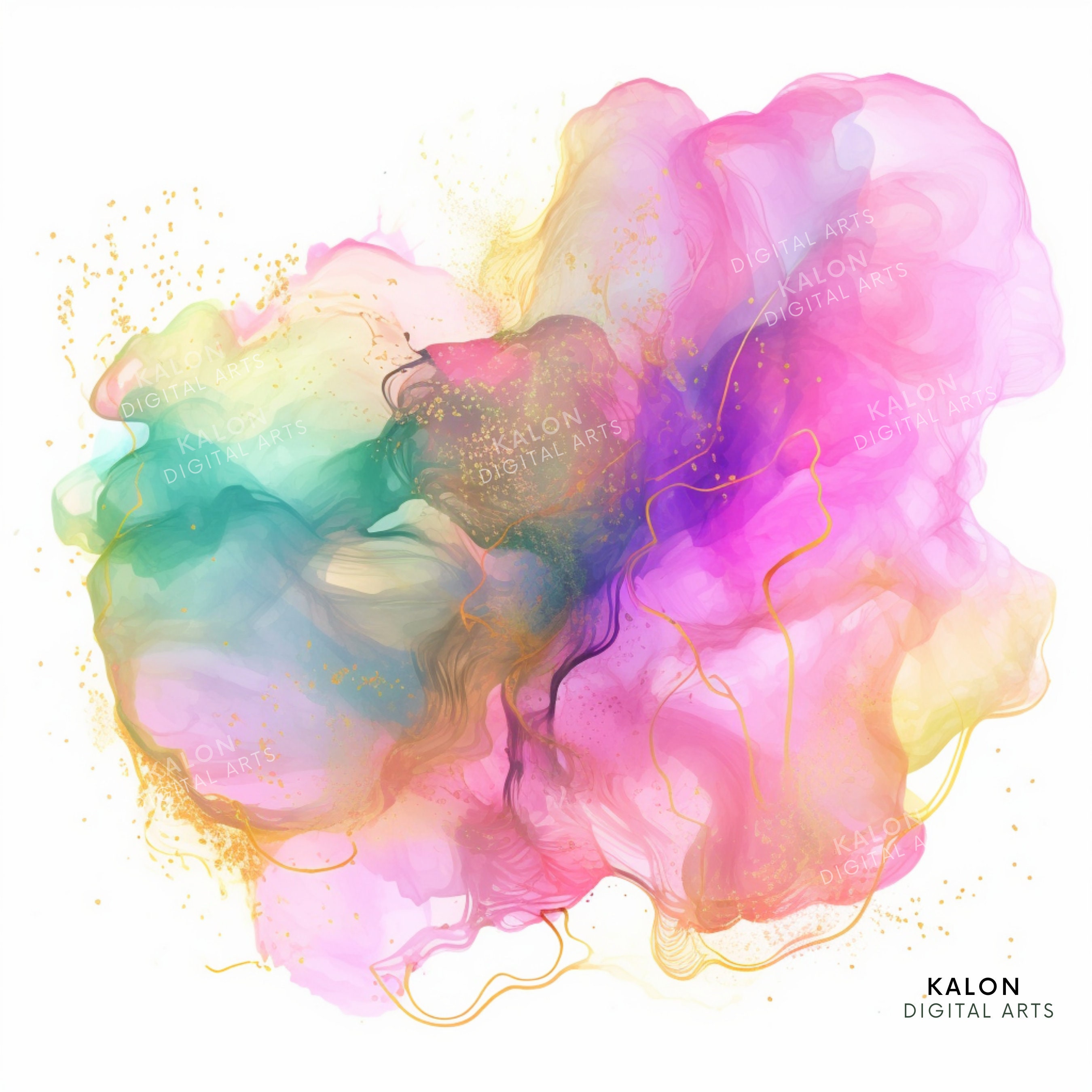 Alcohol Ink Mermaid Watercolor Clipart Bundle, Watercolour Alcohol Ink ...