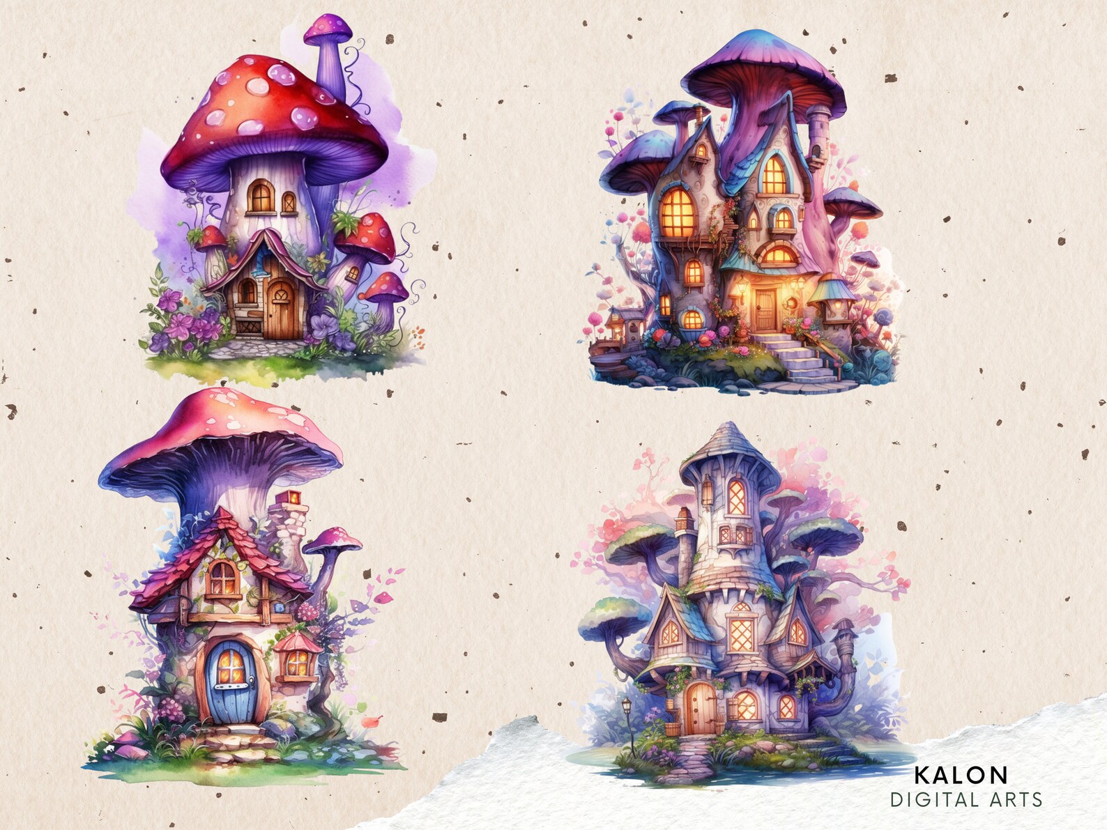 Mushroom House Clipart Bundle PNG, Mushroom Sublimation Design Vector ...