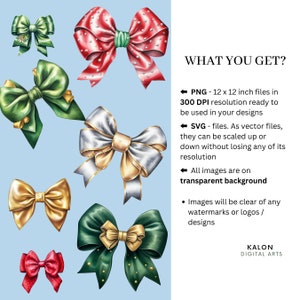 Ribbon Bow PNG Clipart Bundle, Red Bow Christmas Clipart, Blue Bow ...