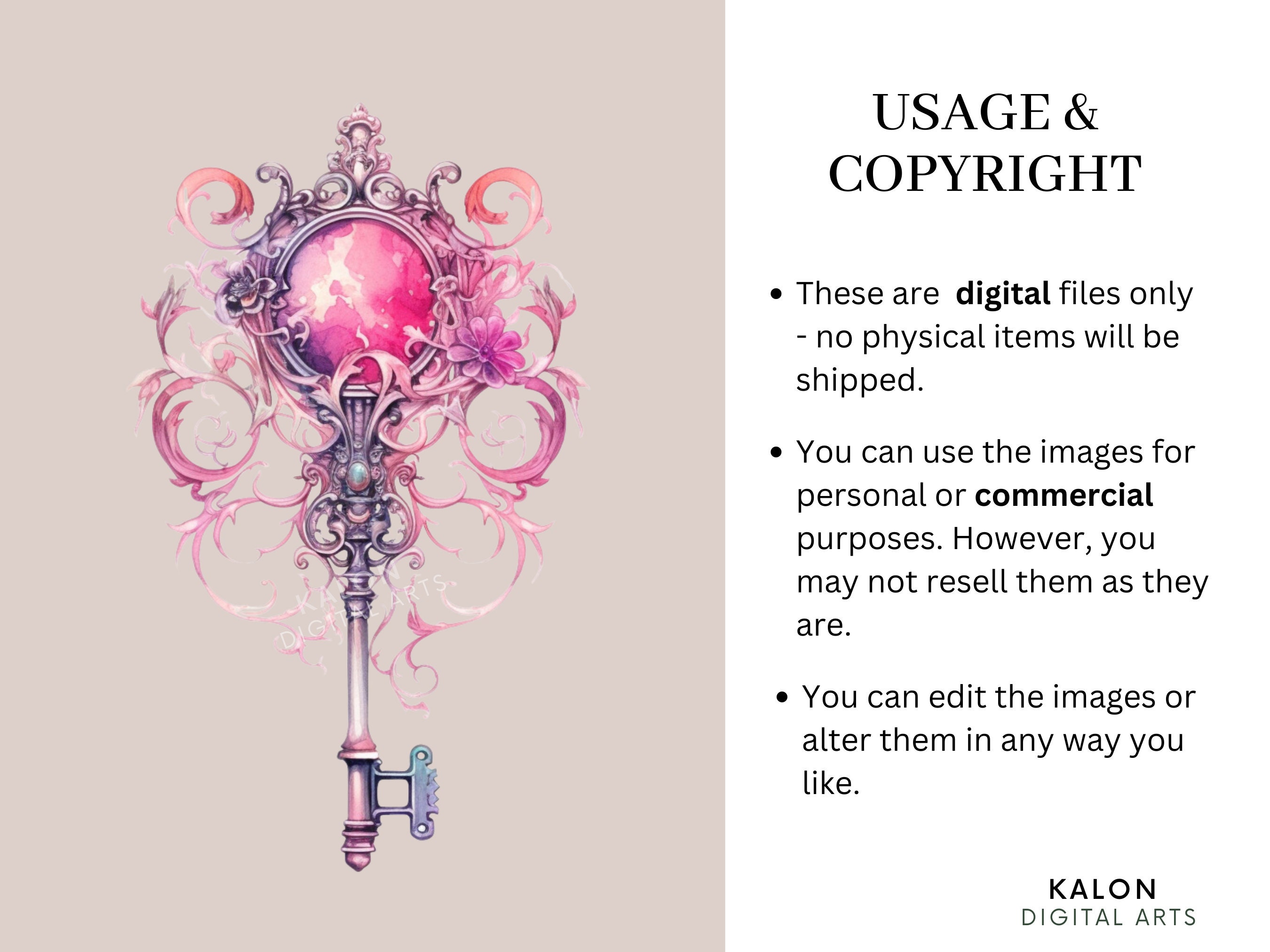 Magical Keys Watercolor Clipart Bundle, Magic Key PNG, Fantasy Key ...