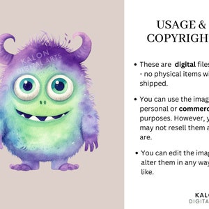 Cute Monster Watercolor Clipart Bundle, Kawaii Monster PNG Sublimation ...