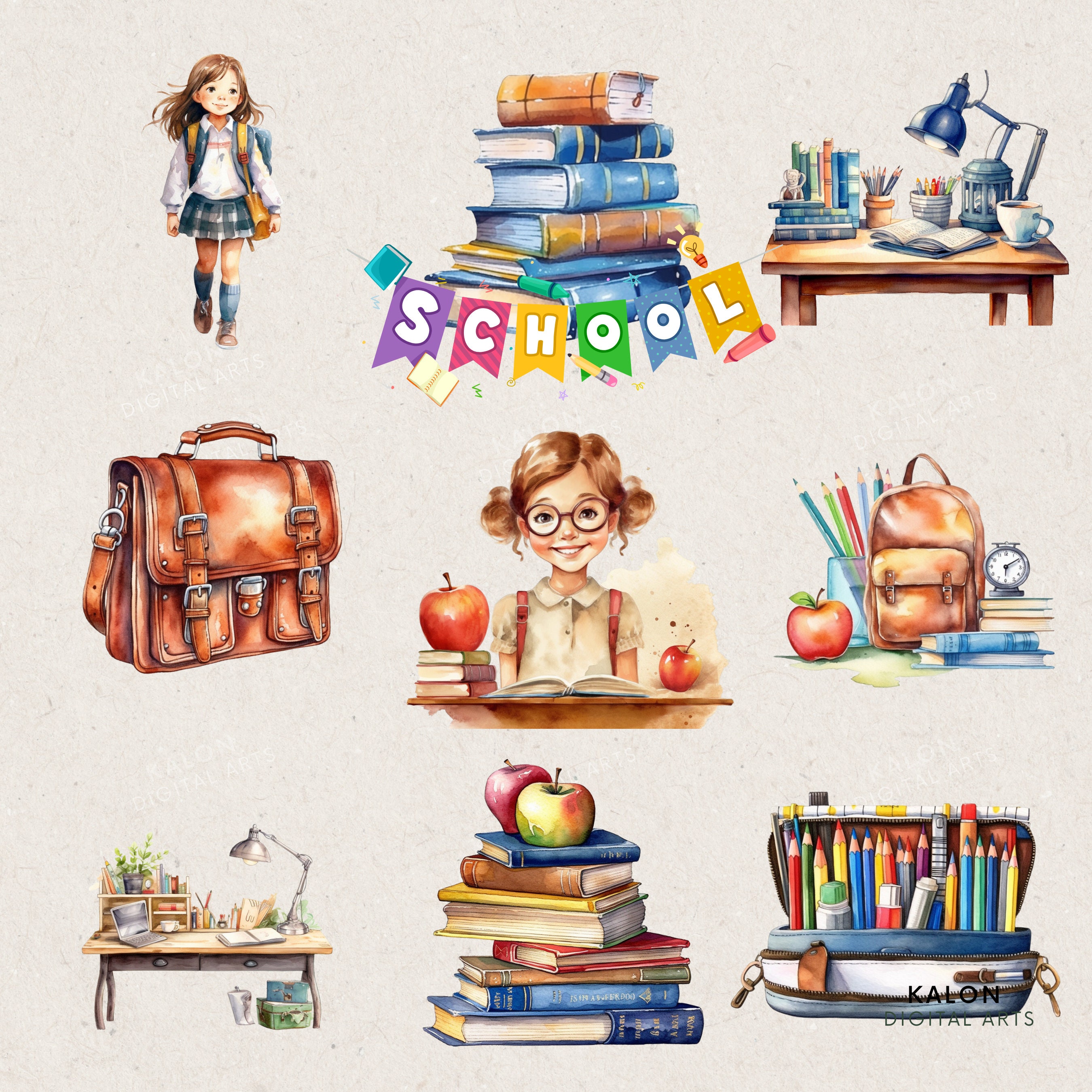 Back to School PNG Clipart Bundle Teacher SVG Graphics - Etsy