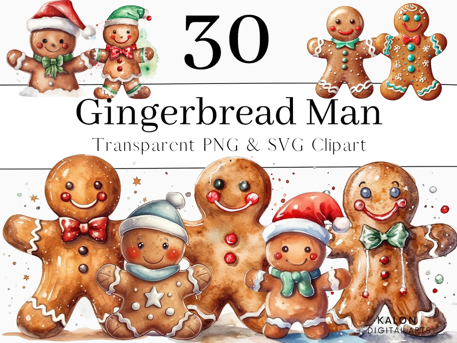 Gingerbread Man Watercolor Clipart PNG, Christmas Clipart for Junk ...