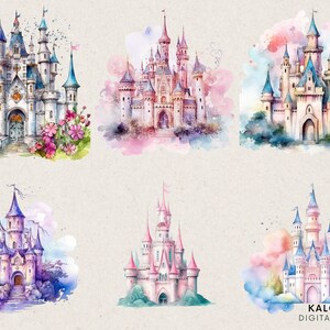 Fairytale Castle Watercolor Clipart Bundle, Castle Clipart, Fantasy PNG ...