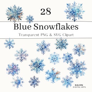 Snowflake Watercolor Clipart Bundle, Winter Snowflake Graphics, Instant ...