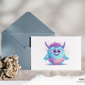 Cute Monster Watercolor Clipart Bundle, Kawaii Monster PNG Sublimation ...