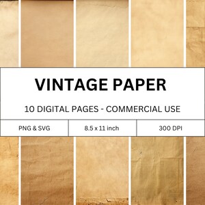 Vintage Paper Texture SVG, Junk Journal Digital Pages PNG, Procreate ...