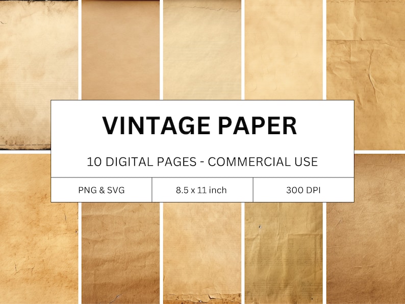 Vintage Paper Texture SVG Junk Journal Digital Pages PNG - Etsy