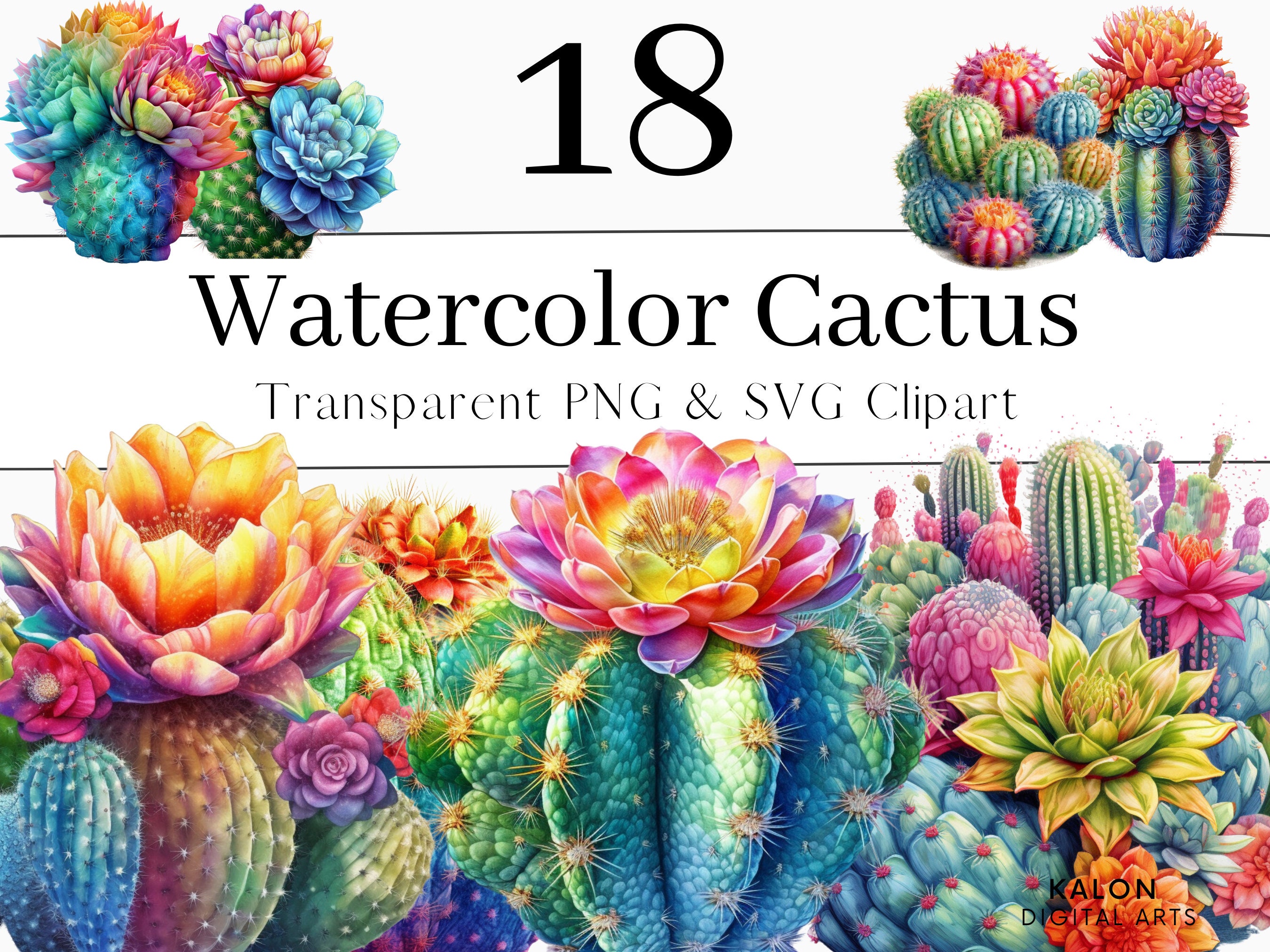 Desert Cactus Watercolor Clipart Bundle Succulent Plants PNG - Etsy