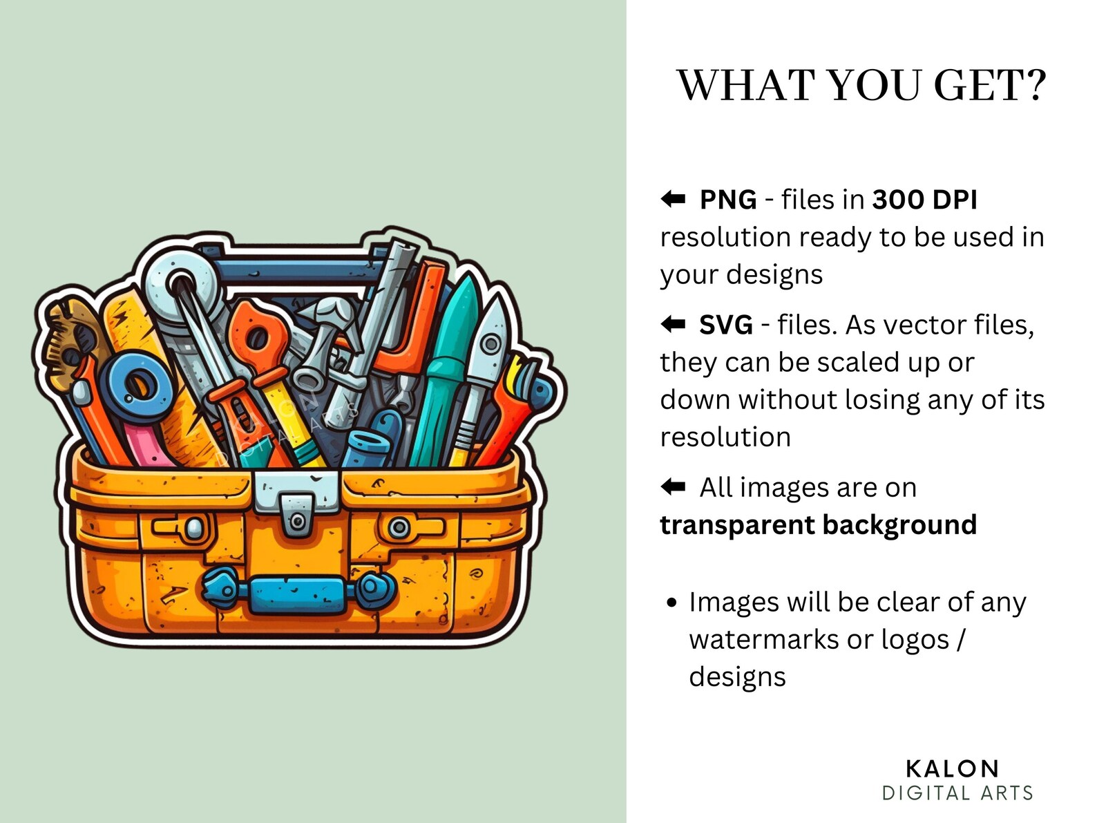 Watercolor Toolbox Clipart Bundle, Wall Art Decoration, Toolbox PNG ...