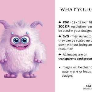 Cute Monster Watercolor Clipart Bundle, Kawaii Monster PNG Sublimation ...