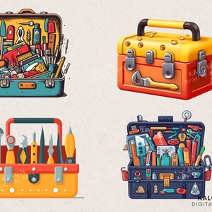 Watercolor Toolbox Clipart Bundle, Wall Art Decoration, Toolbox PNG ...