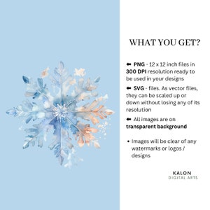 Snowflake Watercolor Clipart Bundle, Winter Snowflake Graphics, Instant ...