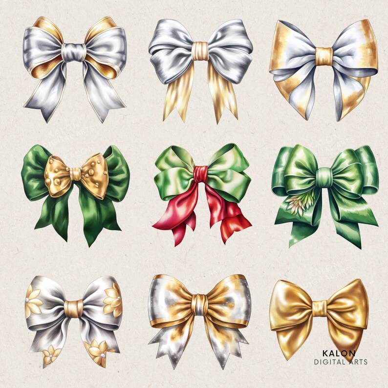 Ribbon Bow PNG Clipart Bundle, Red Bow Christmas Clipart, Blue Bow ...