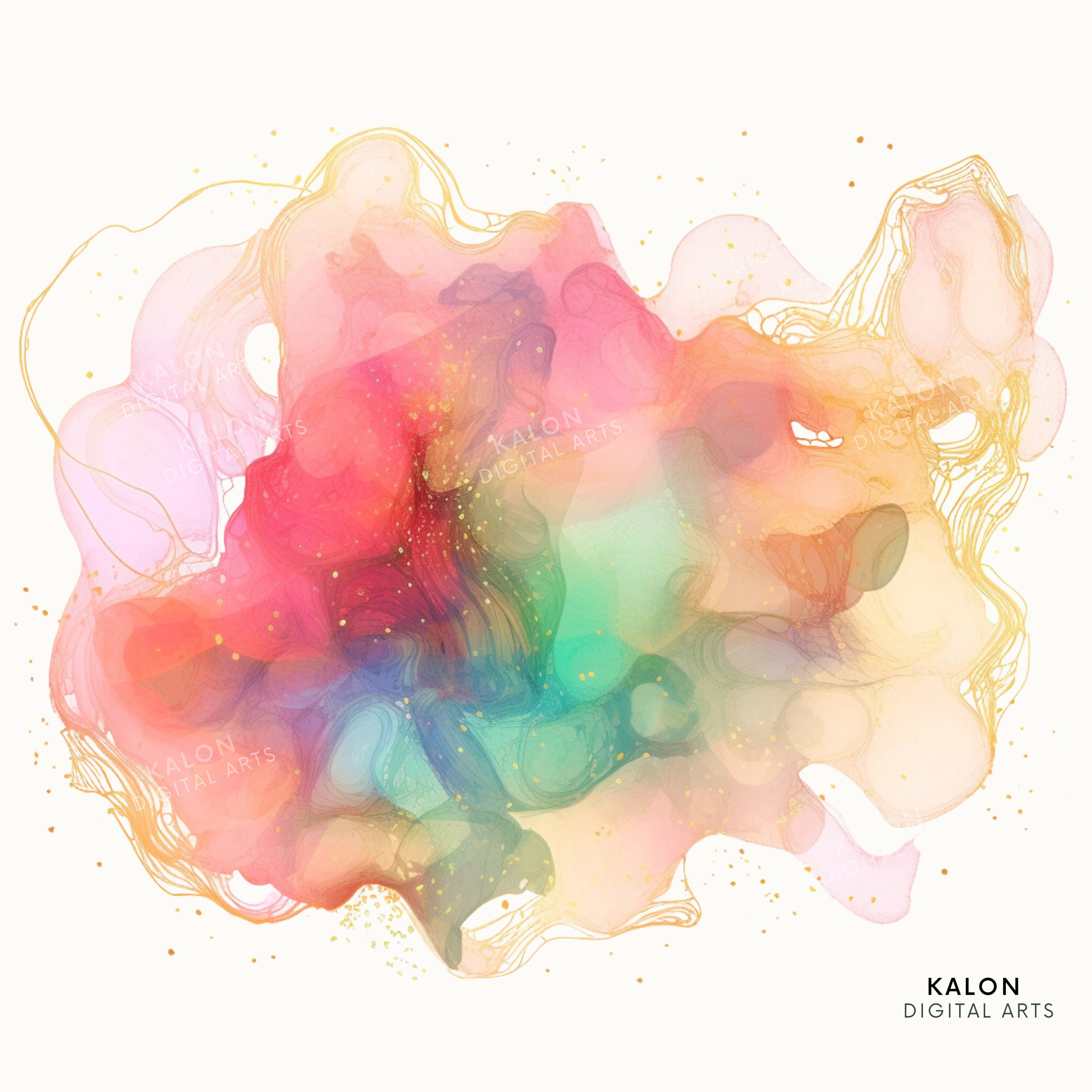 Alcohol Ink Mermaid Watercolor Clipart Bundle, Watercolour Alcohol Ink ...