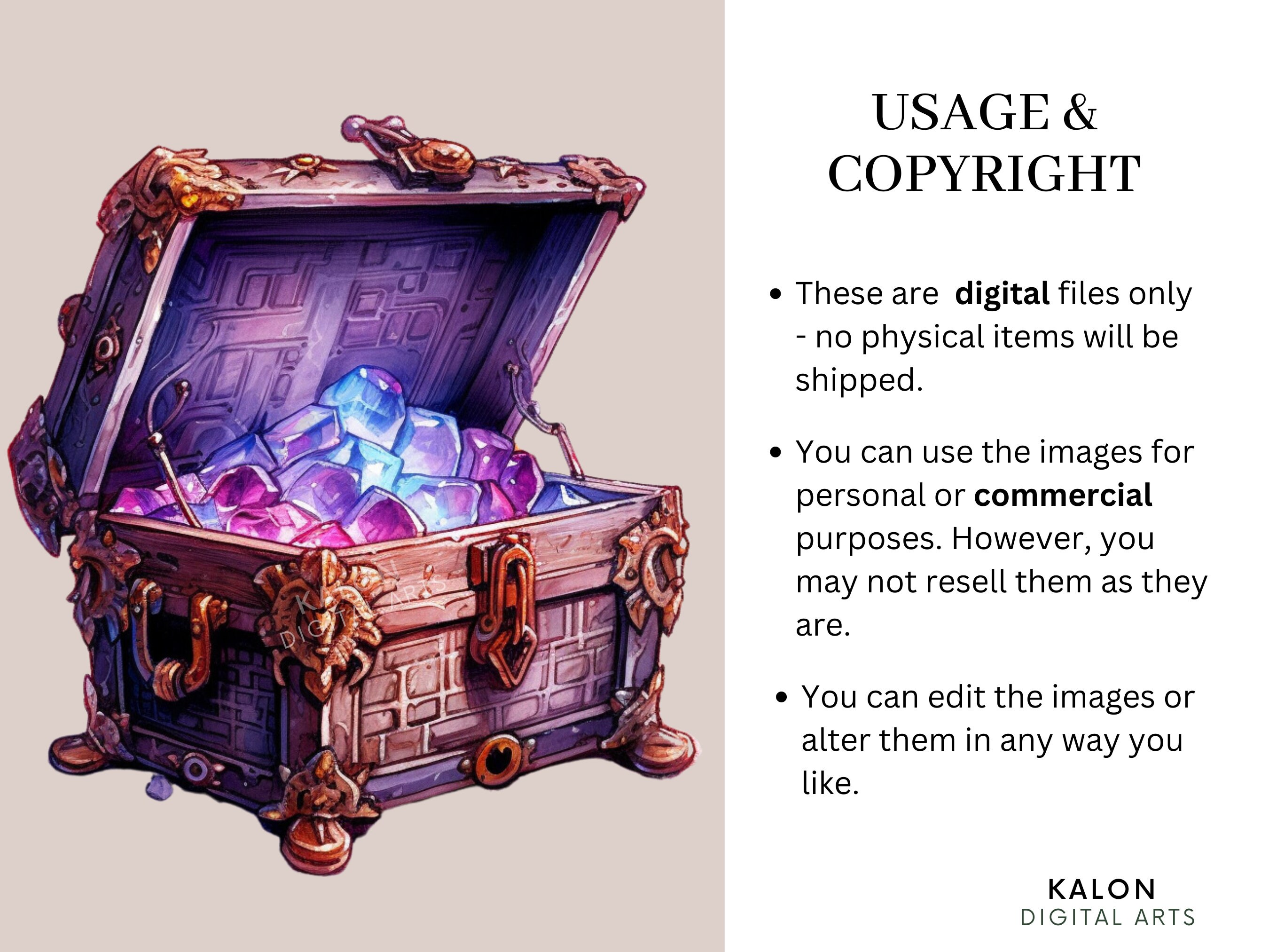 Treasure Chest Watercolor Clipart Bundle Fantasy Treasure - Etsy