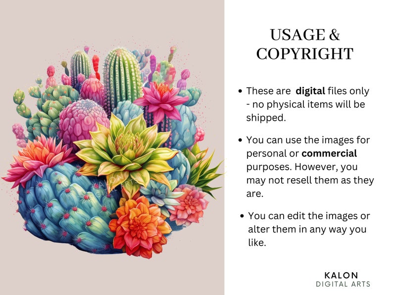 Desert Cactus Watercolor Clipart Bundle, Succulent Plants PNG, Cactus ...