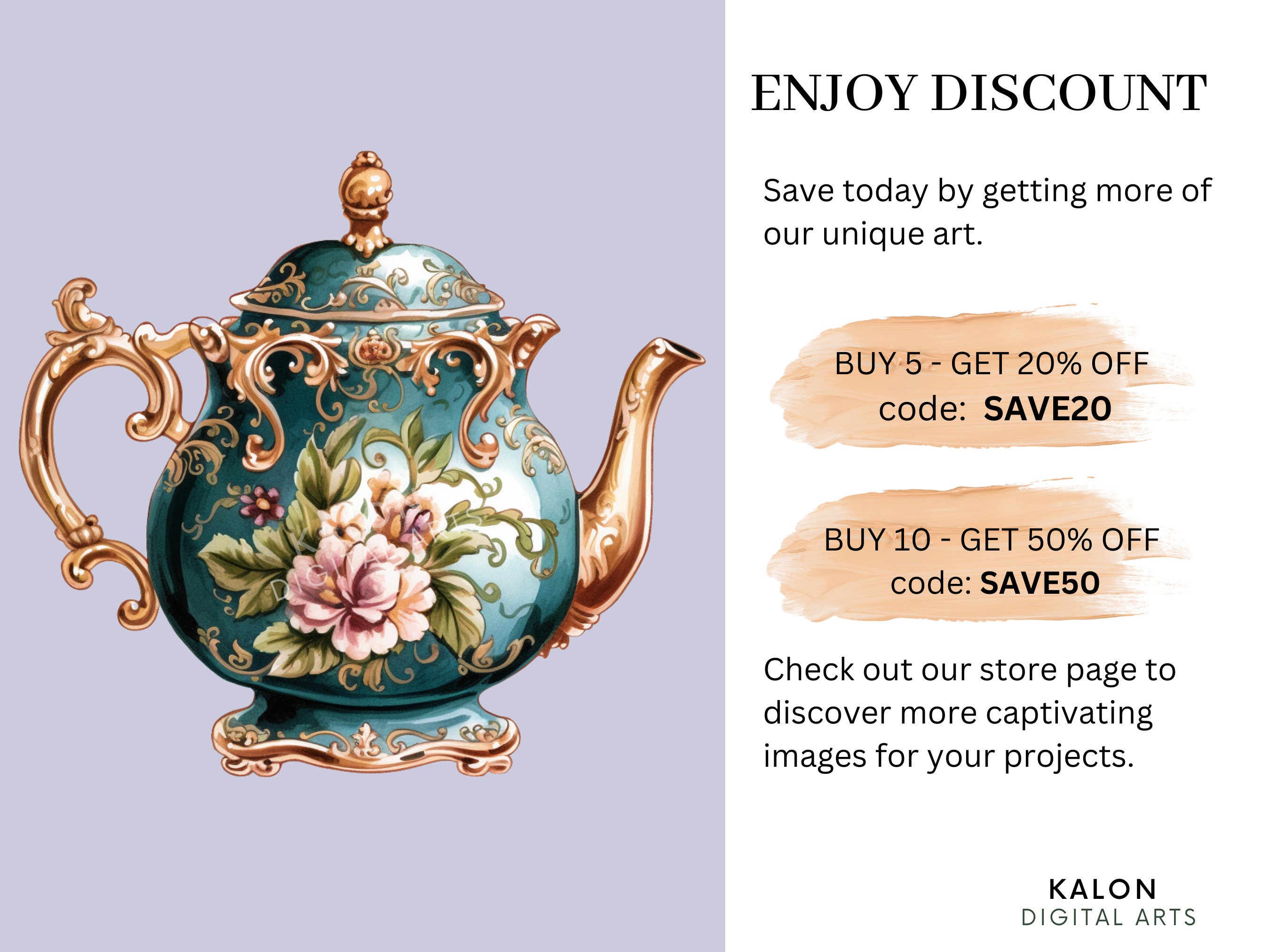Victorian Teapot PNG Teapot Watercolor Clipart Royal Teapot - Etsy