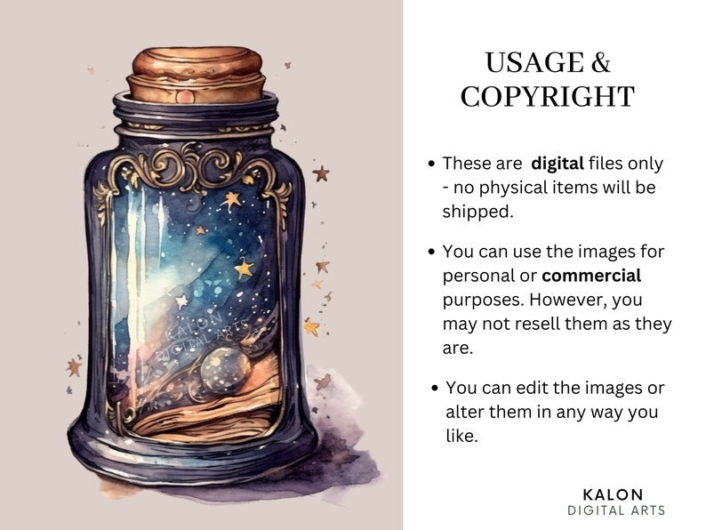 Witch Potion Spell Bottle Watercolor Clipart PNG Bundle, Fantasy Goth ...