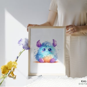 Cute Monster Watercolor Clipart Bundle, Kawaii Monster PNG Sublimation ...
