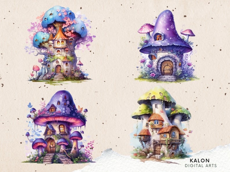 Mushroom House Clipart Bundle PNG, Mushroom Sublimation Design Vector ...