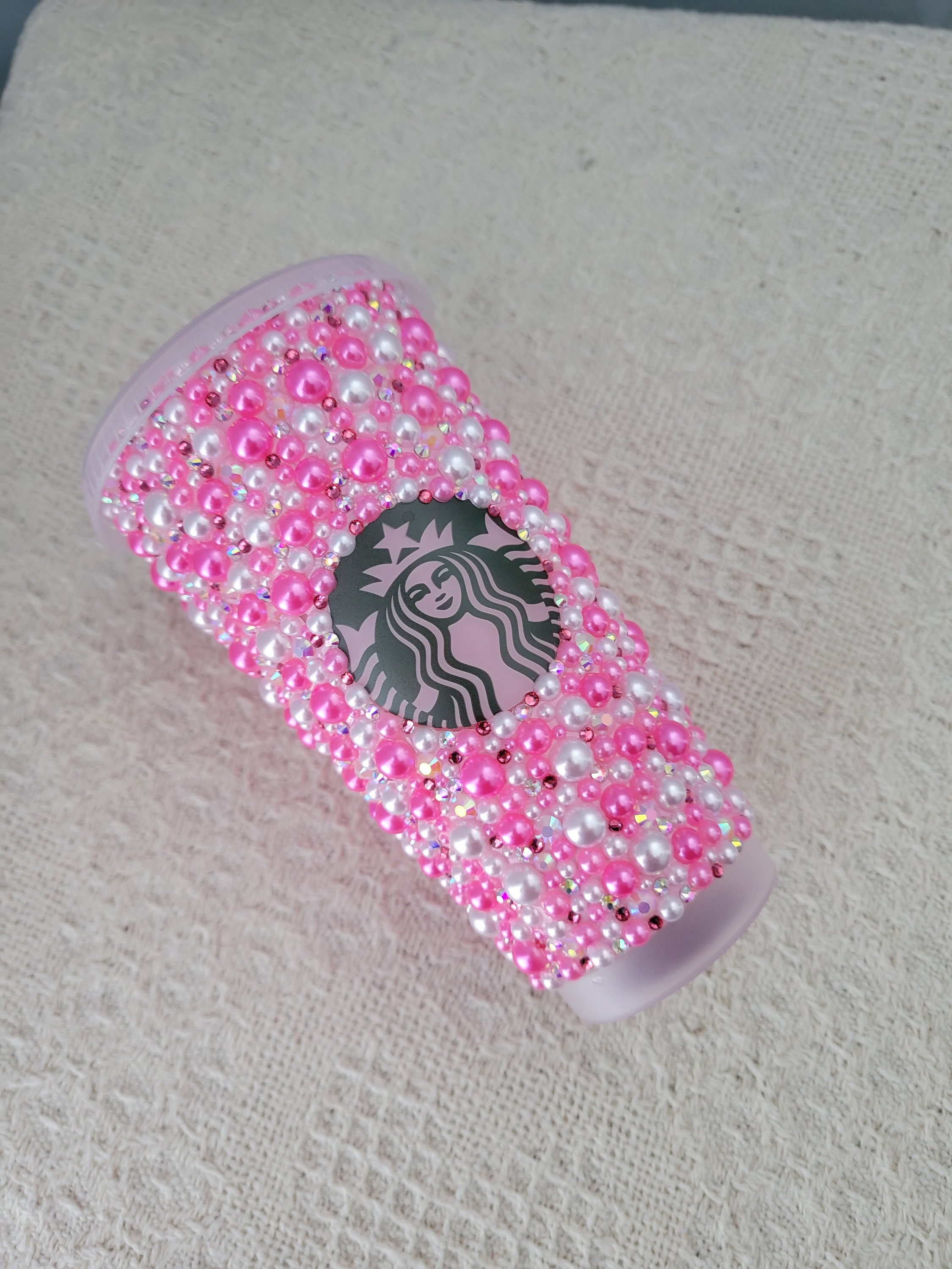 Starbucks Cold Cup Pink Pearl and Rhinestone 24 Oz Tumbler - Etsy