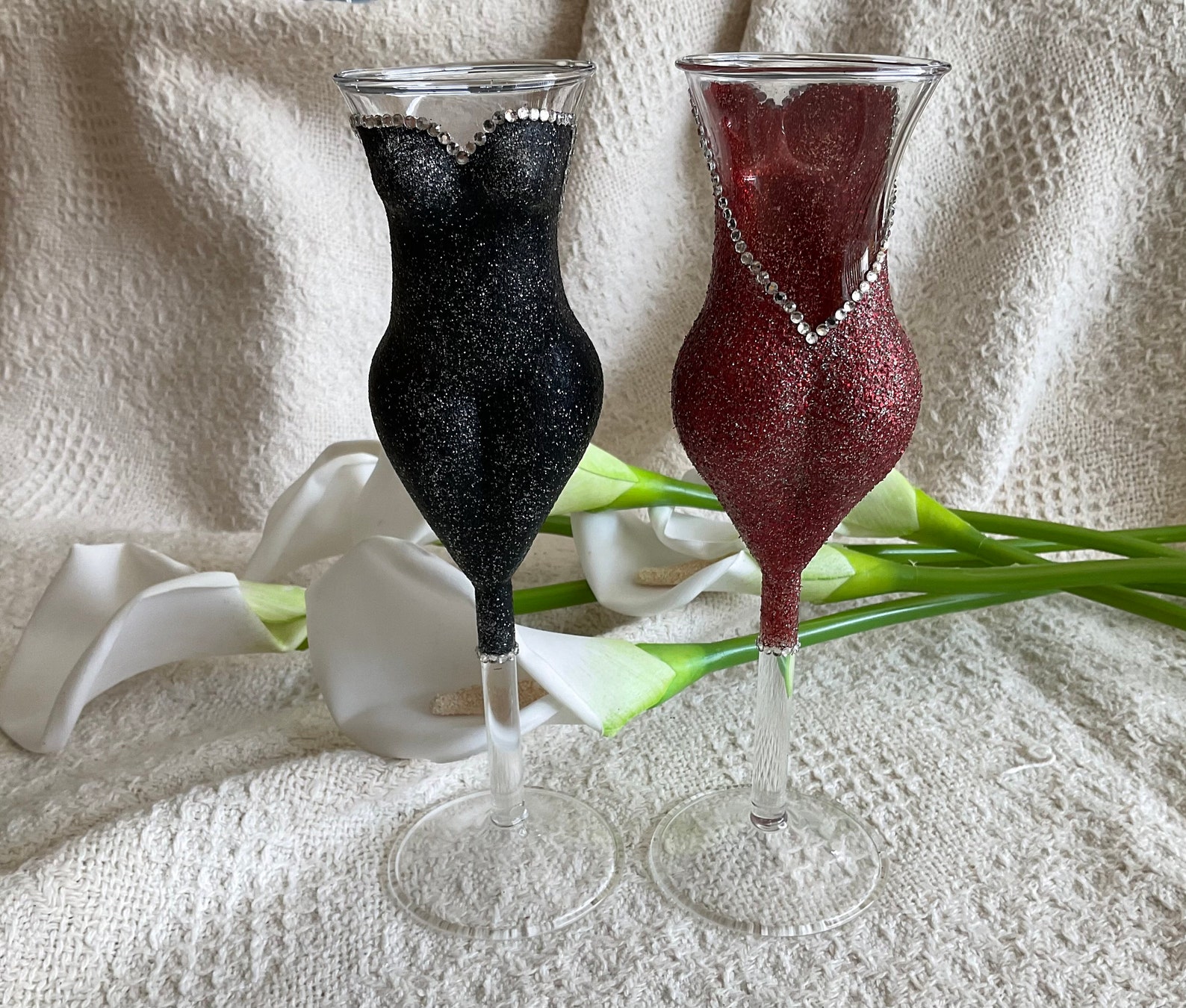 Body Shaped Cocktail Glasses With Rhinestone Accents, Female Shaped ...
