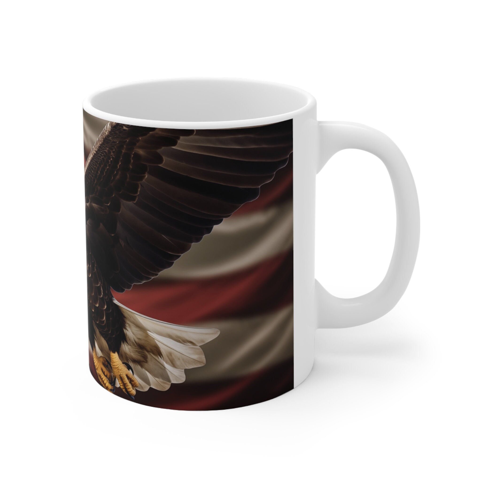 Bald Eagle & US Flag Ceramic Mug - Patriotic Symbolism in Every Sip ...