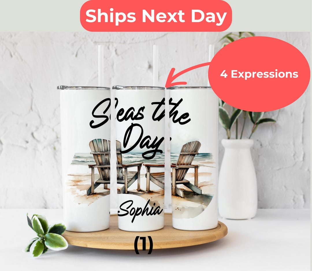 Seas the Day Beach Tumbler, Beach Chair Vibes Tumbler, Choose From 4 ...
