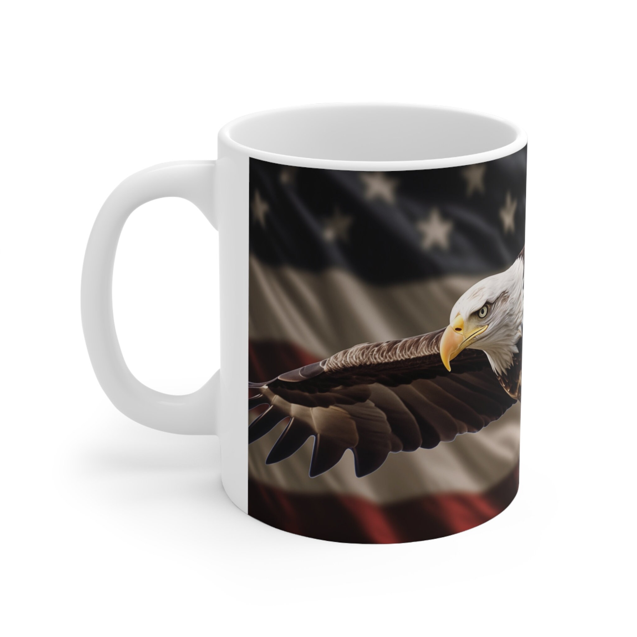 Bald Eagle & US Flag Ceramic Mug - Patriotic Symbolism in Every Sip ...
