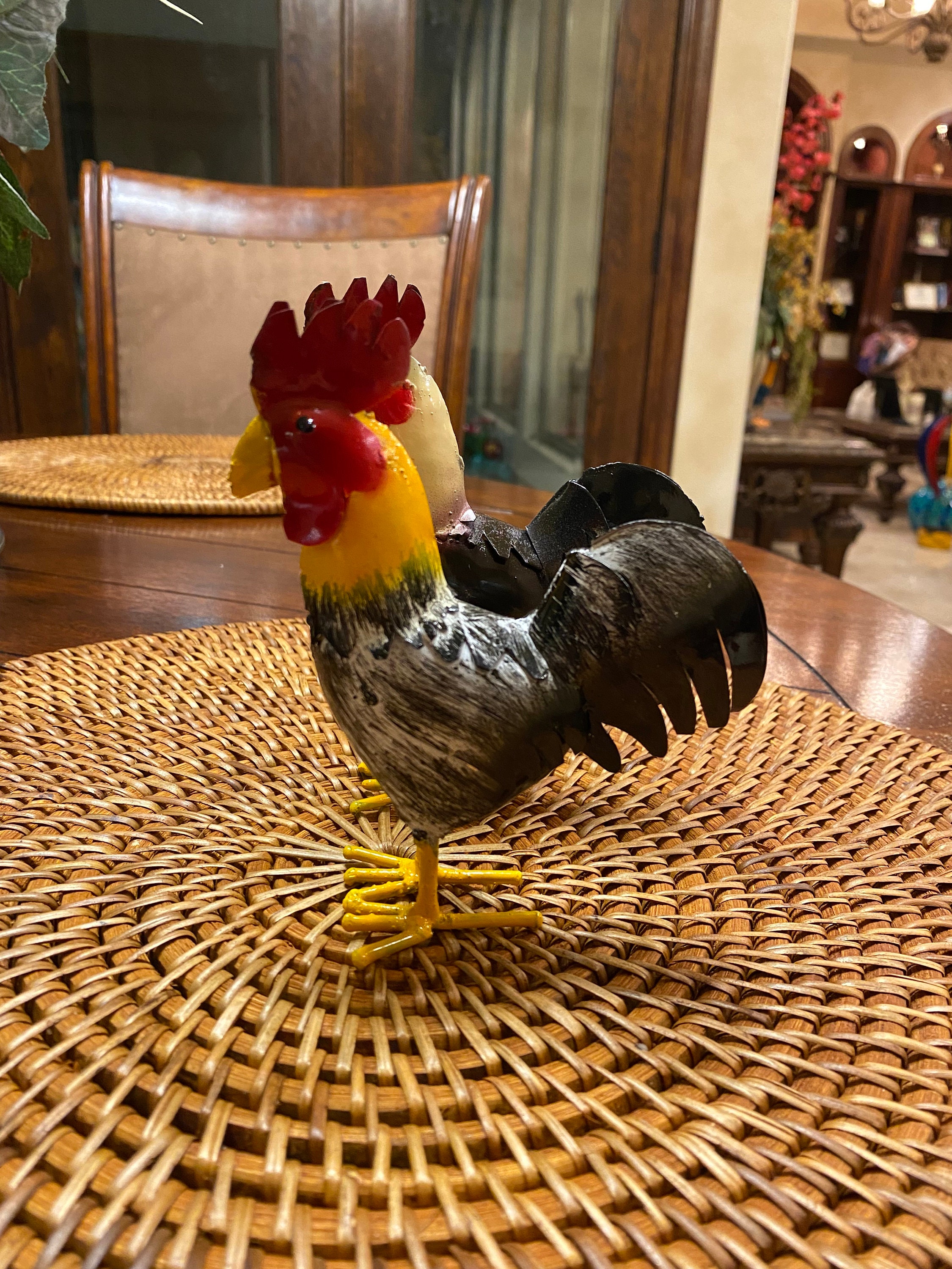 Mini Rooster Hand Painted Metal Yard Art Garden Decor - Etsy
