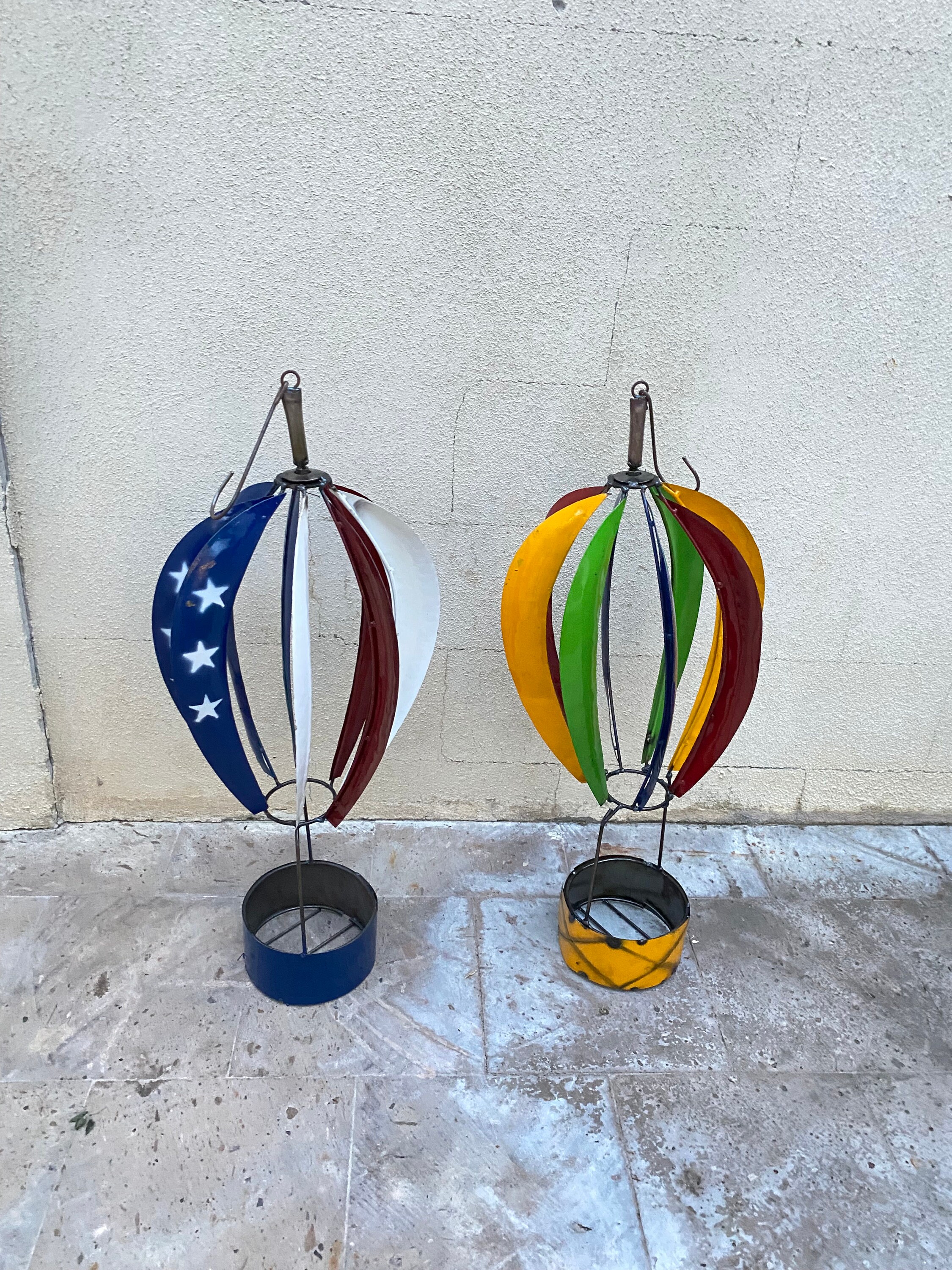 Spinning Hot Air Balloon Metal Yard Art Garden Decor American Texas ...