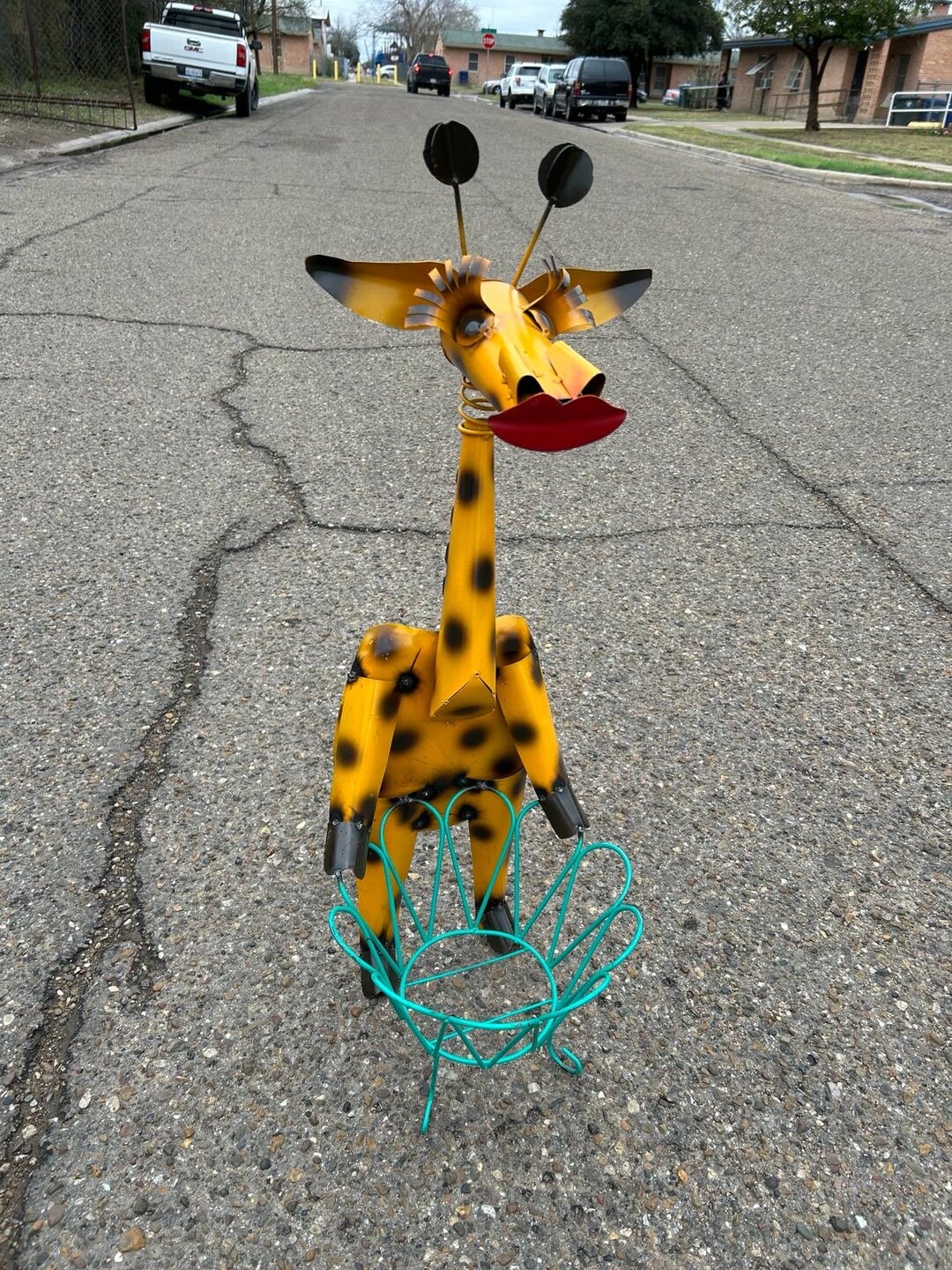 Metal Giraffe With Planter Yard Art Garden Decor - Etsy