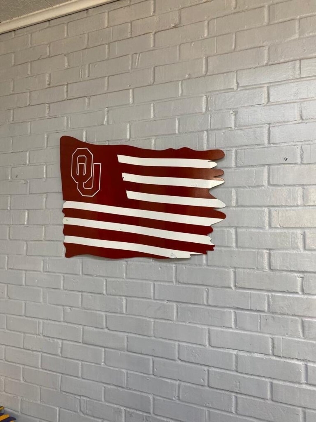 University of Oklahoma Sooners Metal American Flag Man Cave Decor Gift ...